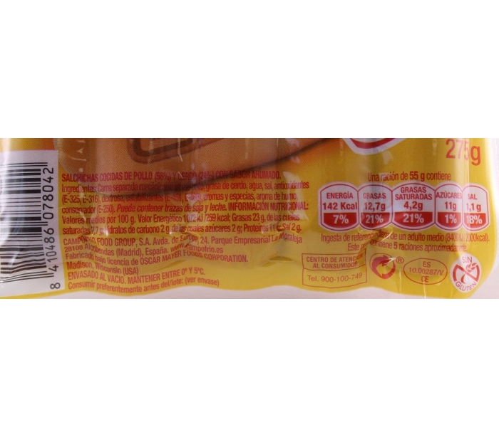 SALCHICHAS BOCADILLO CLASSIC OSCAR MAYER 275 GRS. SALCHICHAS BOCADILLO CLASSIC OSCAR MAYER 275 GRS.