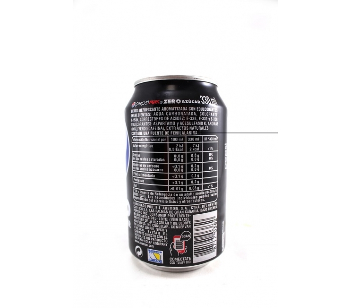 REFRESCO MAX ZERO PEPSI-COLA 330 ML.